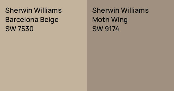 Sherwin Williams Barcelona Beige vs. Sherwin Williams Moth Wing comparison