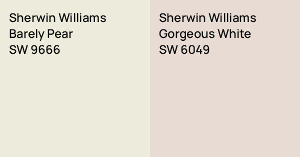 Sherwin Williams Barely Pear vs. Sherwin Williams Gorgeous White comparison