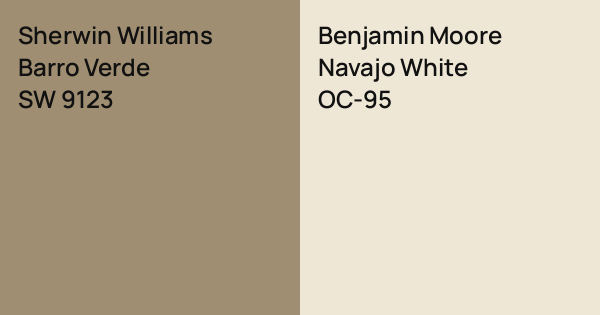 Sherwin Williams Barro Verde vs. Benjamin Moore Navajo White comparison