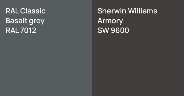 RAL Classic Basalt grey vs. Sherwin Williams Armory comparison