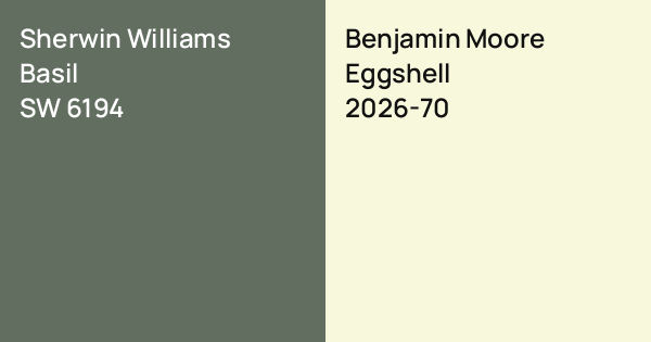 Sherwin Williams Basil vs. Benjamin Moore Eggshell comparison