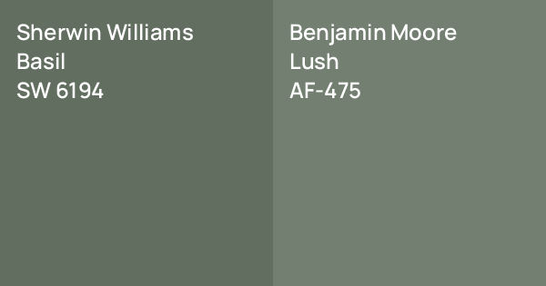 Sherwin Williams Basil vs. Benjamin Moore Lush comparison