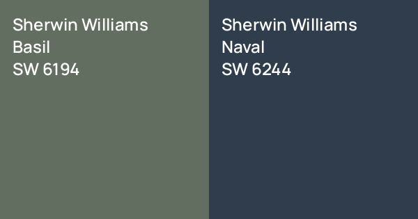 Sherwin Williams Basil vs. Sherwin Williams Naval comparison