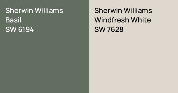 Sherwin Williams Basil vs. Sherwin Williams Windfresh White comparison