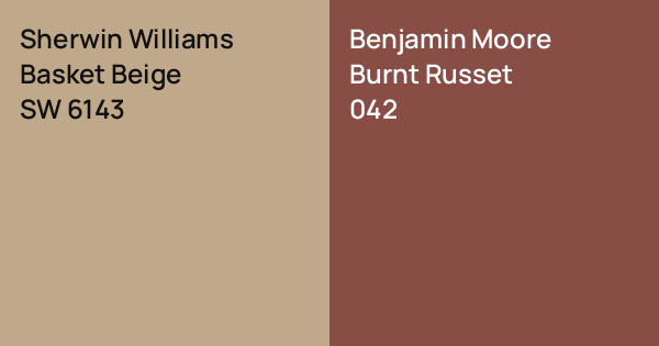 Sherwin Williams Basket Beige vs. Benjamin Moore Burnt Russet comparison