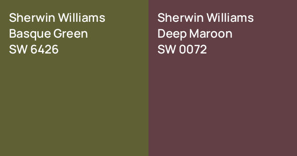 Sherwin Williams Basque Green vs. Sherwin Williams Deep Maroon comparison