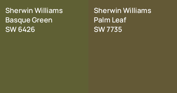 Sherwin Williams Basque Green vs. Sherwin Williams Palm Leaf comparison