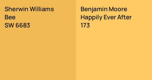 Sherwin Williams Bee vs. Benjamin Moore Happily Ever After comparison
