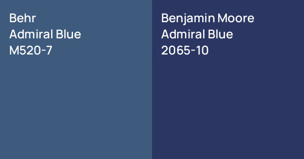 Behr Admiral Blue vs. Benjamin Moore Admiral Blue comparison