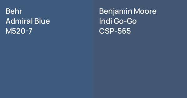 Behr Admiral Blue vs. Benjamin Moore Indi Go-Go comparison