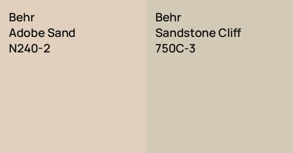 Behr Adobe Sand vs. Behr Sandstone Cliff comparison
