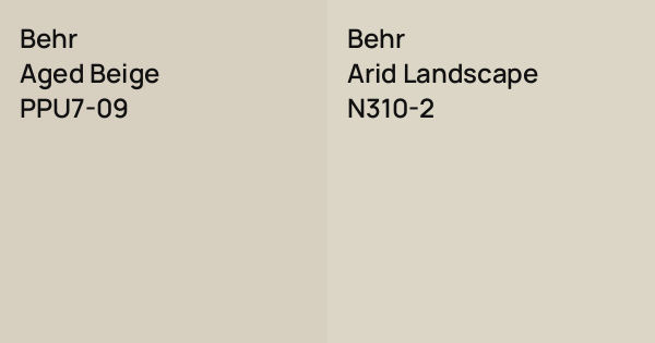 Behr Aged Beige vs. Behr Arid Landscape comparison