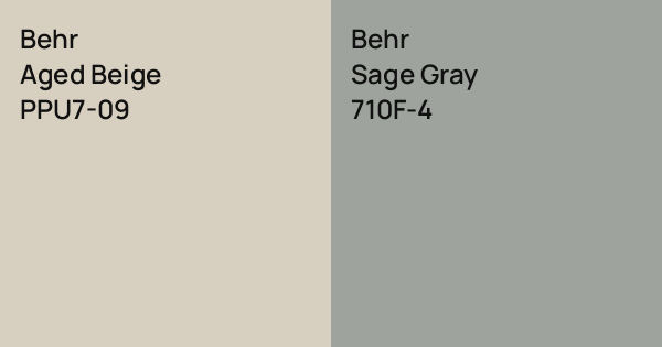 Behr Aged Beige vs. Behr Sage Gray comparison