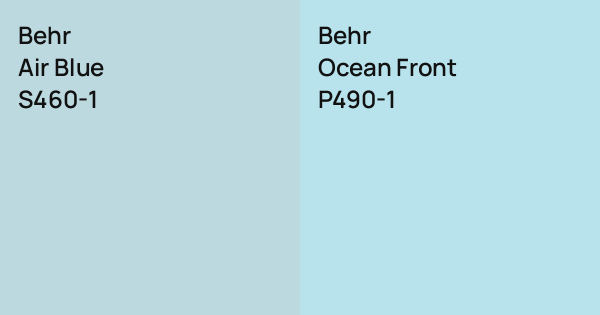 Behr Air Blue vs. Behr Ocean Front comparison