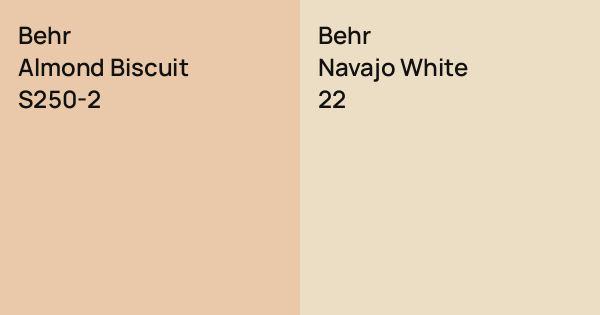 Behr Almond Biscuit vs. Behr Navajo White comparison