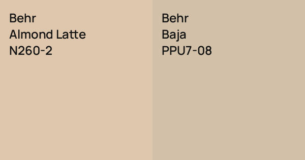 Behr Almond Latte vs. Behr Baja comparison