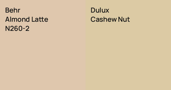 Behr Almond Latte vs. Dulux Cashew Nut comparison