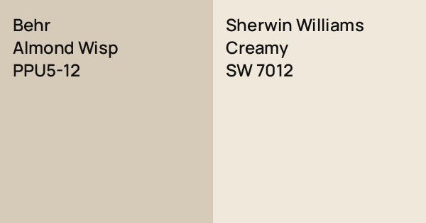 Behr Almond Wisp vs. Sherwin Williams Creamy comparison