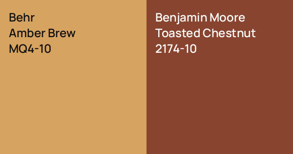Behr Amber Brew vs. Benjamin Moore Toasted Chestnut comparison