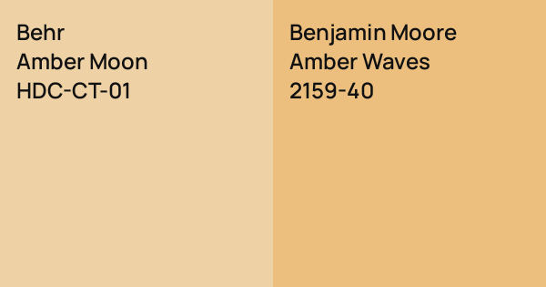 Behr Amber Moon vs. Benjamin Moore Amber Waves comparison