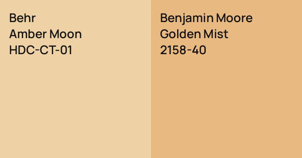 Behr Amber Moon vs. Benjamin Moore Golden Mist comparison
