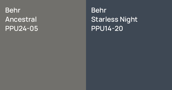 Behr Ancestral vs. Behr Starless Night comparison