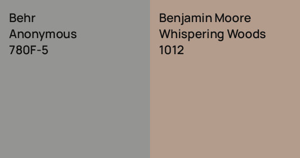 Behr Anonymous vs. Benjamin Moore Whispering Woods comparison