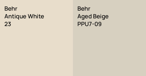 Behr Antique White vs. Behr Aged Beige comparison