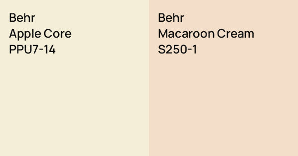 Behr Apple Core vs. Behr Macaroon Cream comparison