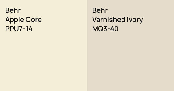 Behr Apple Core vs. Behr Varnished Ivory comparison