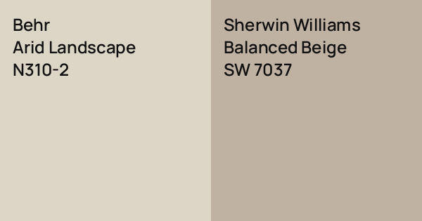 Behr Arid Landscape vs. Sherwin Williams Balanced Beige comparison