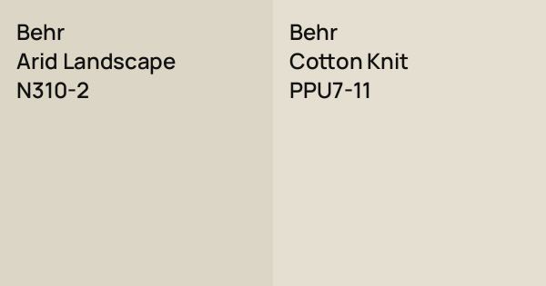 Behr Arid Landscape vs. Behr Cotton Knit comparison