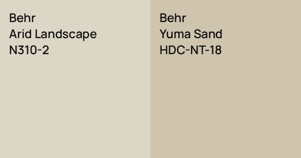 Behr Arid Landscape vs. Behr Yuma Sand comparison