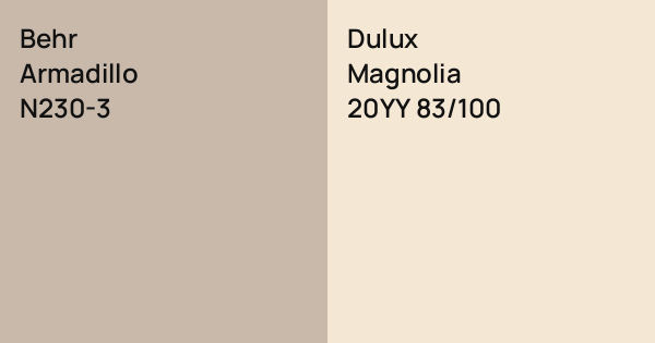 Behr Armadillo vs. Dulux Magnolia comparison