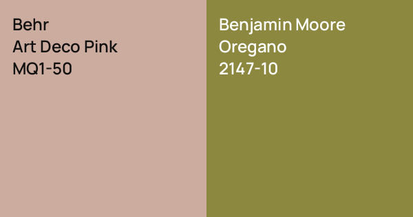 Behr Art Deco Pink vs. Benjamin Moore Oregano comparison