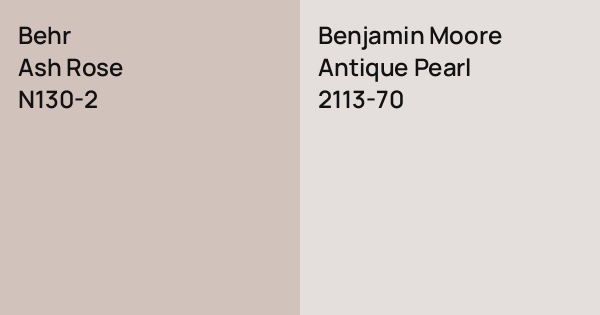 Behr Ash Rose vs. Benjamin Moore Antique Pearl comparison