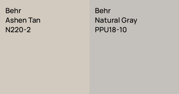 Behr Ashen Tan vs. Behr Natural Gray comparison