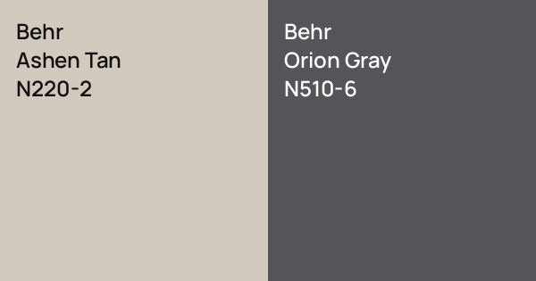 Behr Ashen Tan vs. Behr Orion Gray comparison