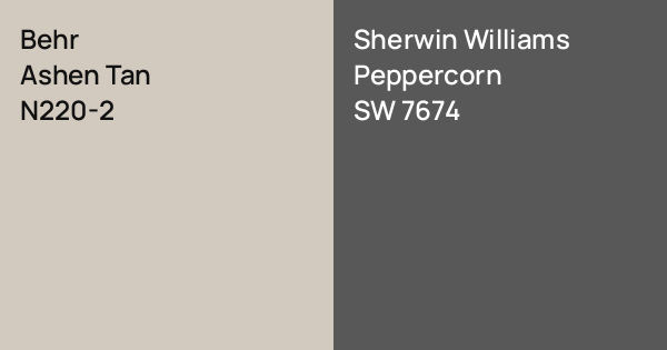 Behr Ashen Tan vs. Sherwin Williams Peppercorn comparison