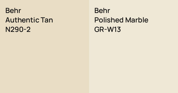 Behr Authentic Tan vs. Behr Polished Marble comparison