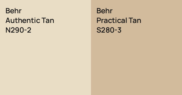 Behr Authentic Tan vs. Behr Practical Tan comparison
