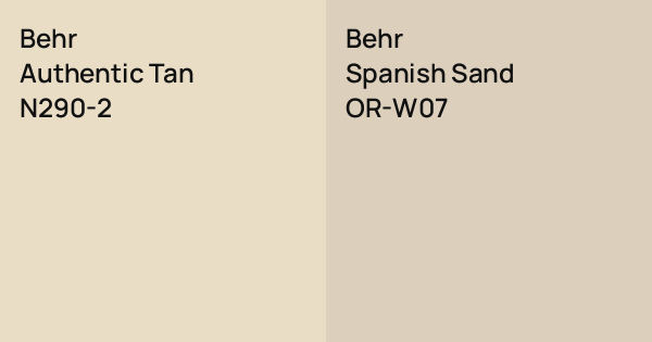 Behr Authentic Tan vs. Behr Spanish Sand comparison