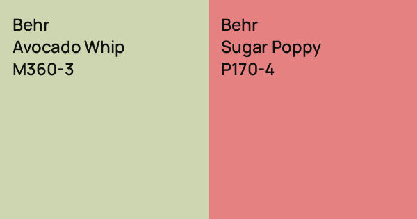 Behr Avocado Whip vs. Behr Sugar Poppy comparison