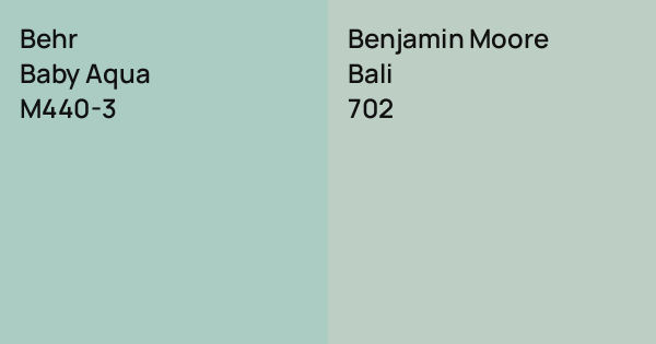 Behr Baby Aqua vs. Benjamin Moore Bali comparison