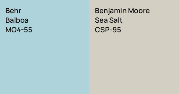 Behr Balboa vs. Benjamin Moore Sea Salt comparison