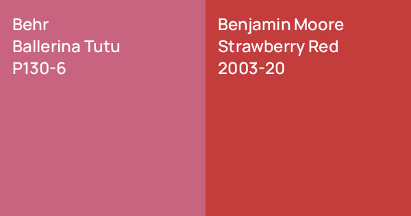 Behr Ballerina Tutu vs. Benjamin Moore Strawberry Red comparison