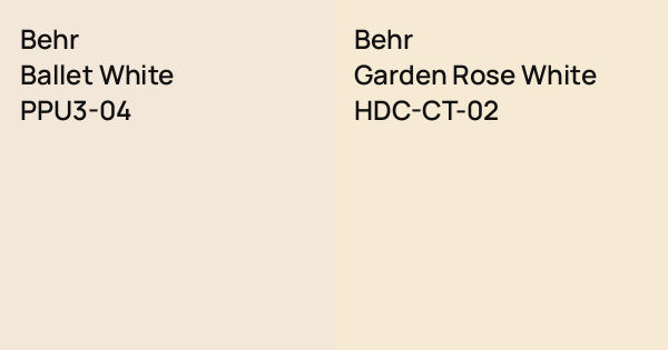 Behr Ballet White vs. Behr Garden Rose White comparison
