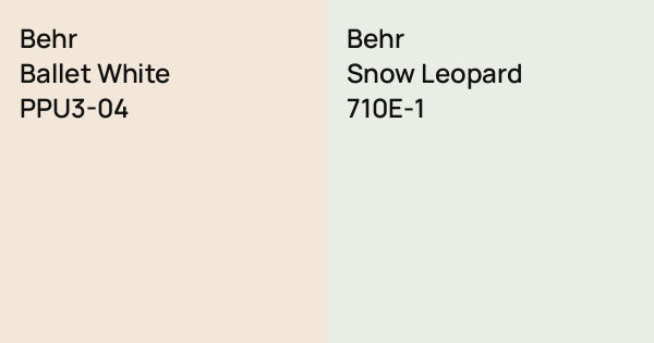 Behr Ballet White vs. Behr Snow Leopard comparison