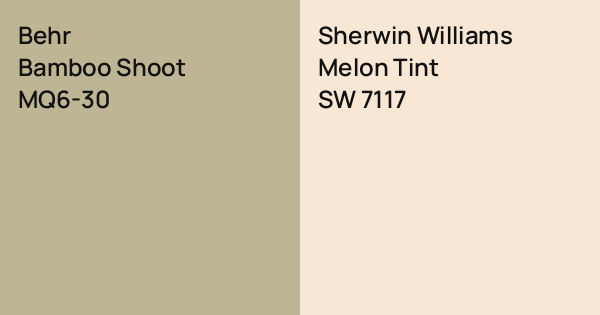 Behr Bamboo Shoot vs. Sherwin Williams Melon Tint comparison