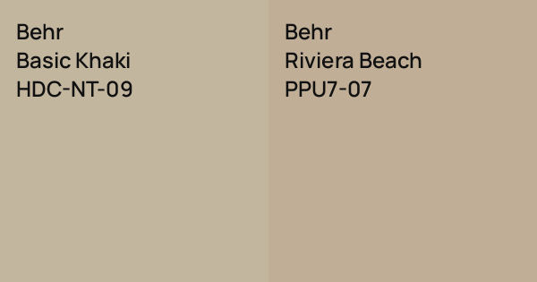 Behr Basic Khaki vs. Behr Riviera Beach comparison